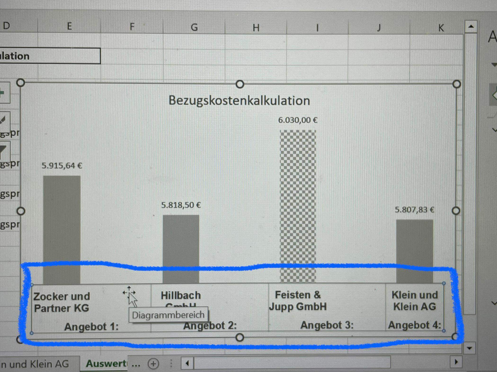 Excel Diagramm Text zentrieren?