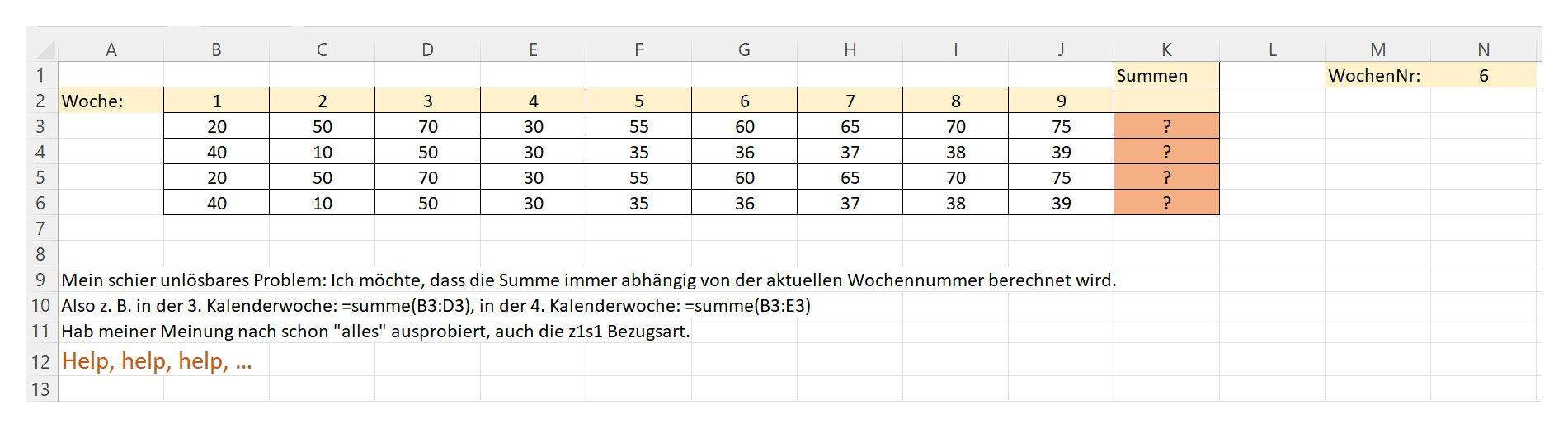 Excel: Summe abhängig von der aktuellen Wochennummer? (Formel ...