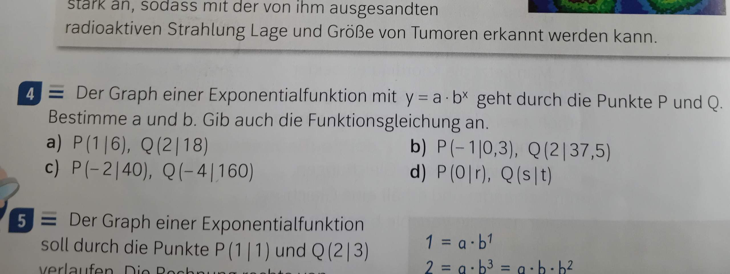Exponentialfunktionen mit zwei gegebenen Punkten? (rechnen, Funktion ...