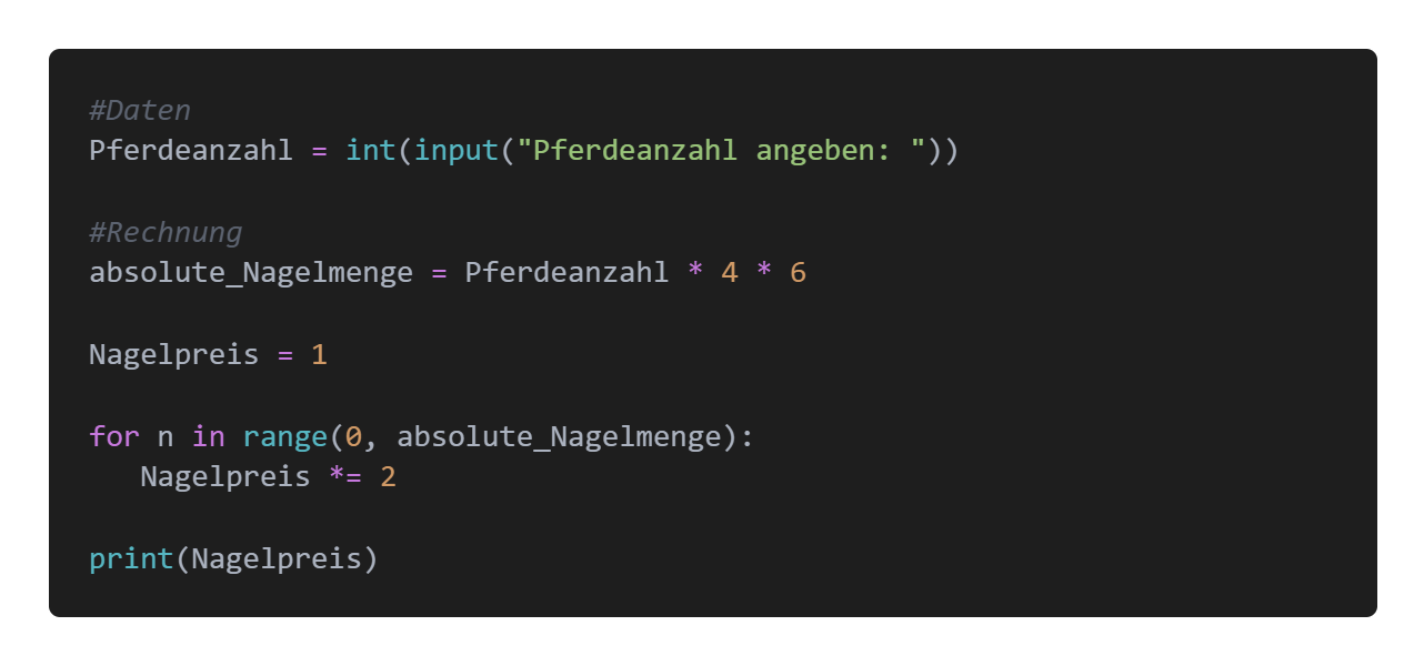 Exponentielles Wachstum, Hufeisenübung - in Python? (programmieren)