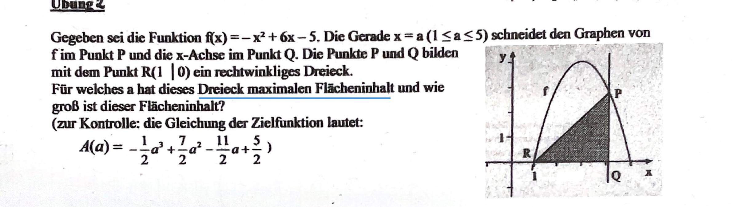 Extremwertaufgabe Lösung? (rechnen, Funktion, Mathematiker)