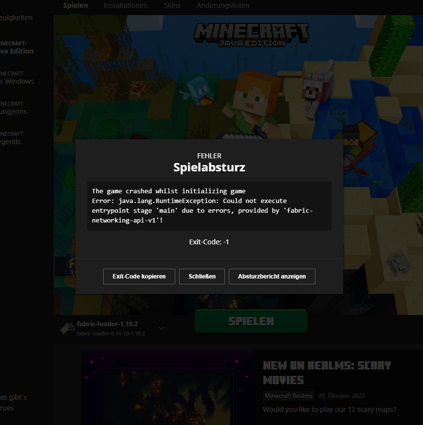 Fabric-loader Fehlermeldung? (Minecraft, Mods, Minecraft Server)