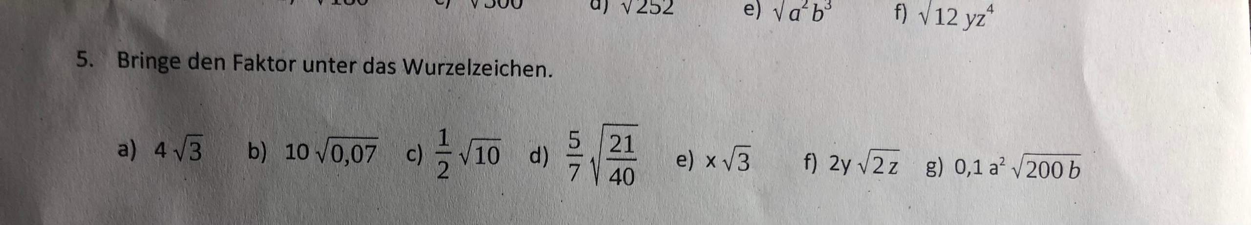 Faktor unter das Wurzelzeichen bringen? (rechnen, Wurzel, Rechenweg)