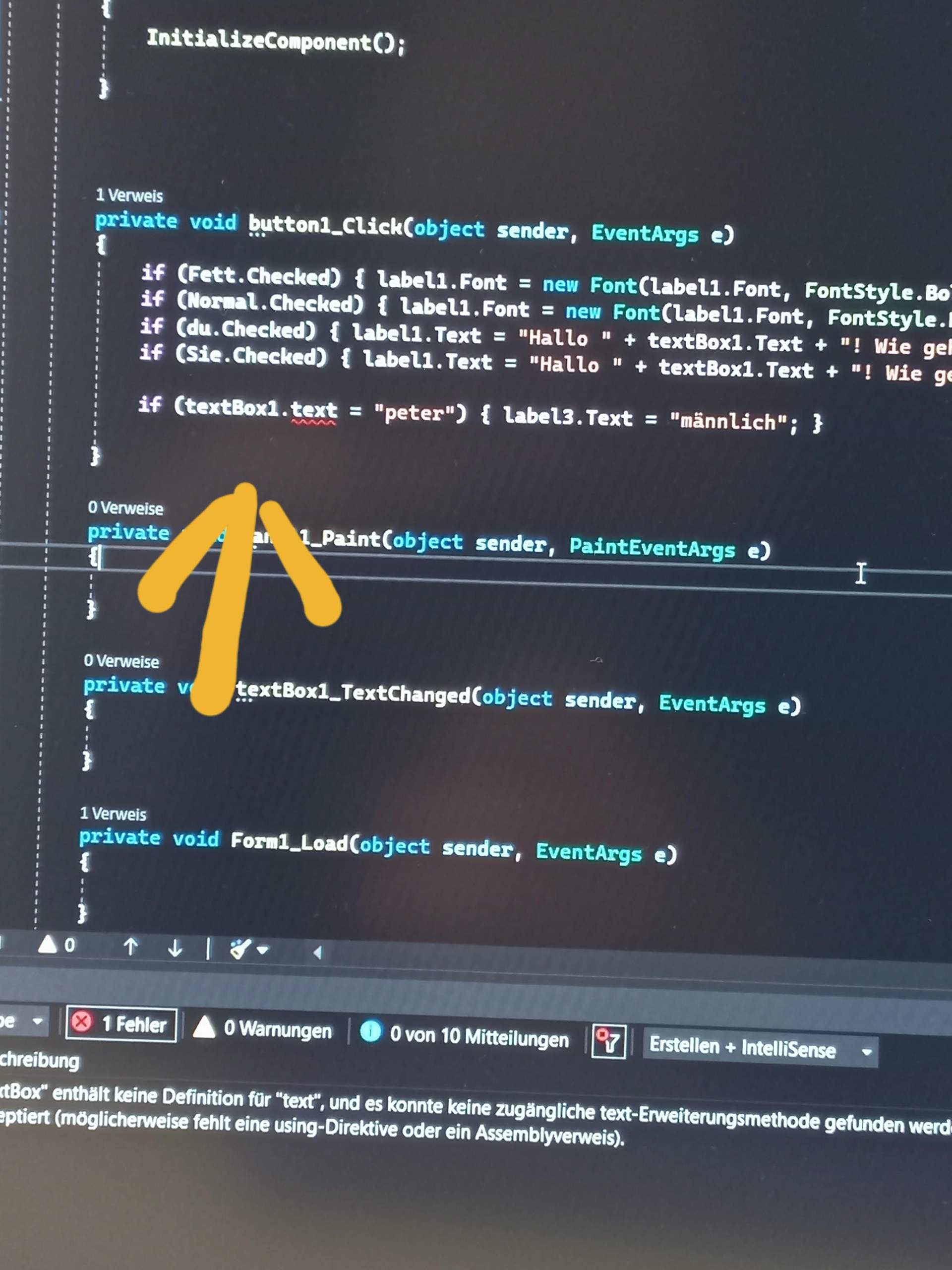 Fehler in c#? (Computer, Technik, programmieren)