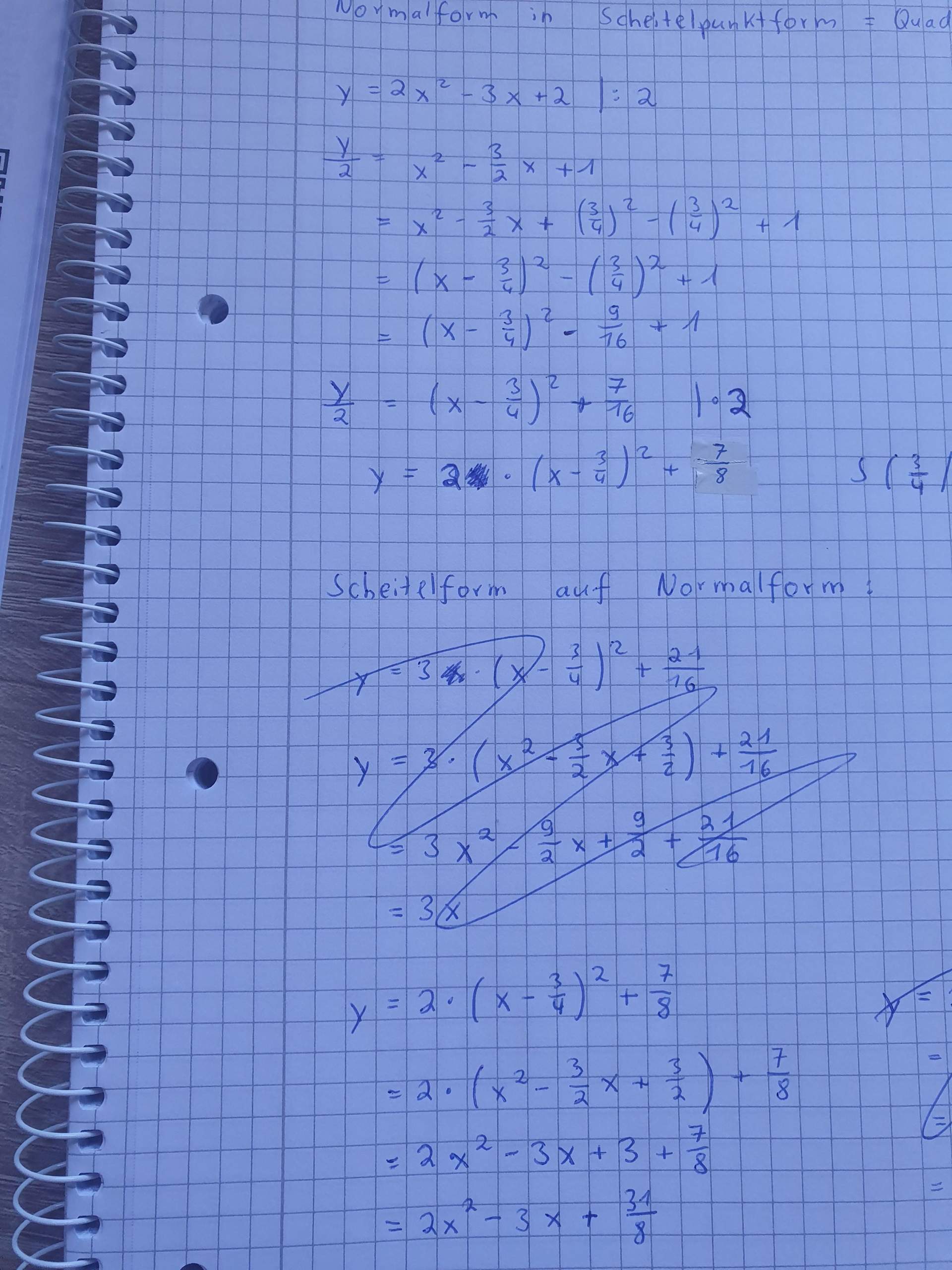 Fehler in quadratische Funktionen? (Schule, Mathematik, quadratische ...