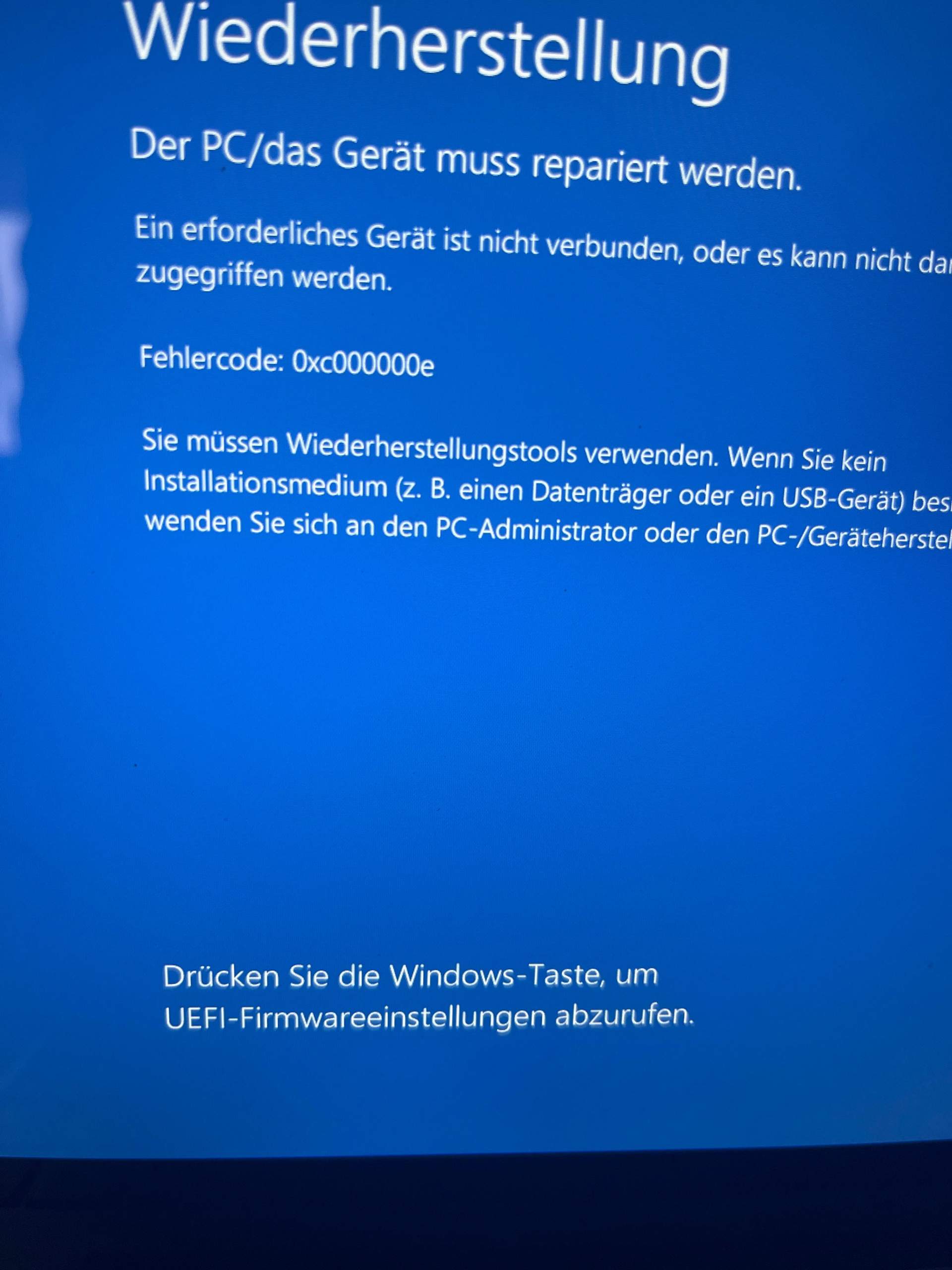 Fehlercode 0xc000000e was tun? (Laptop, BIOS, UEFI Bios setting)