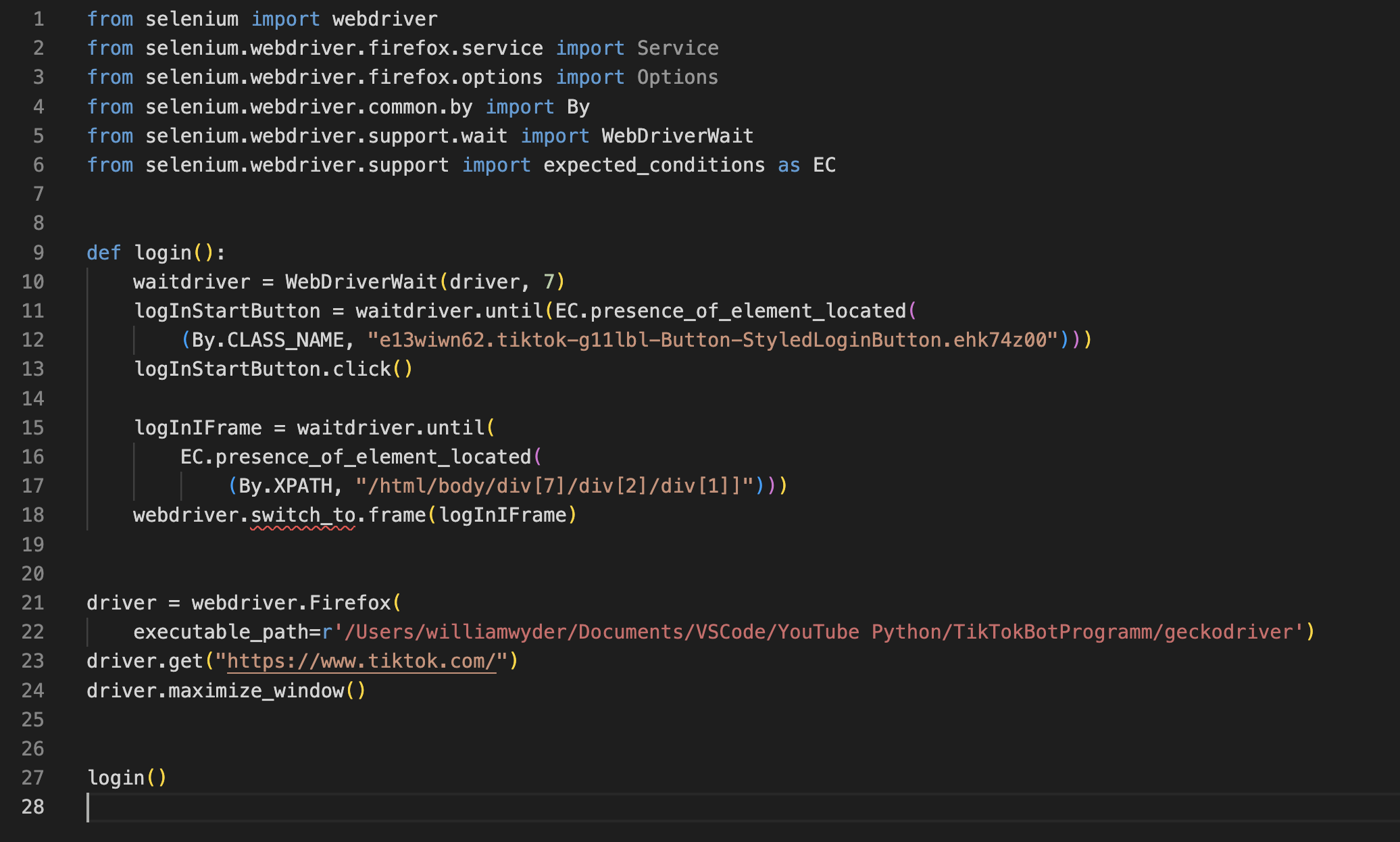 Fehlermeldung Bei Python Selenium Webseite Programmieren Visual