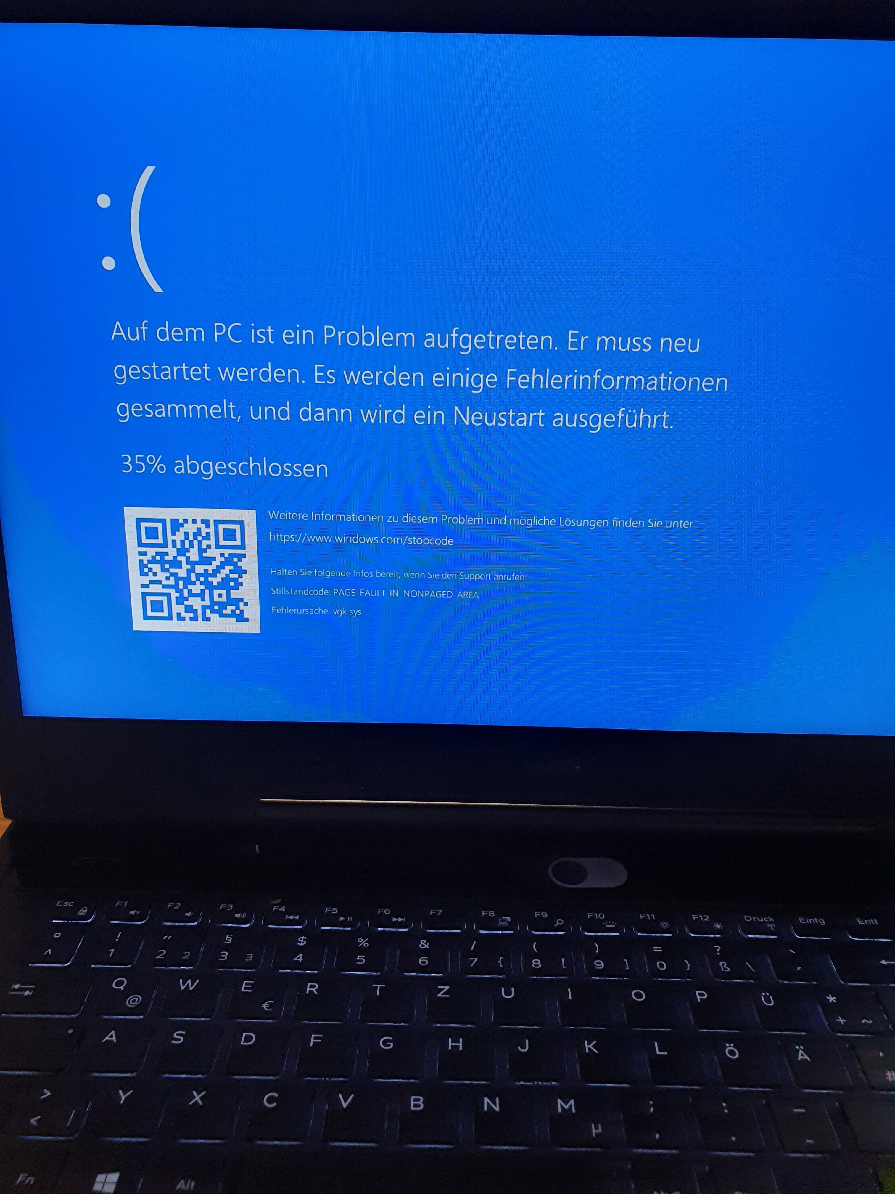 Fehlermeldung beim starten des laptops windows10? (Laptop, Bluescreen)