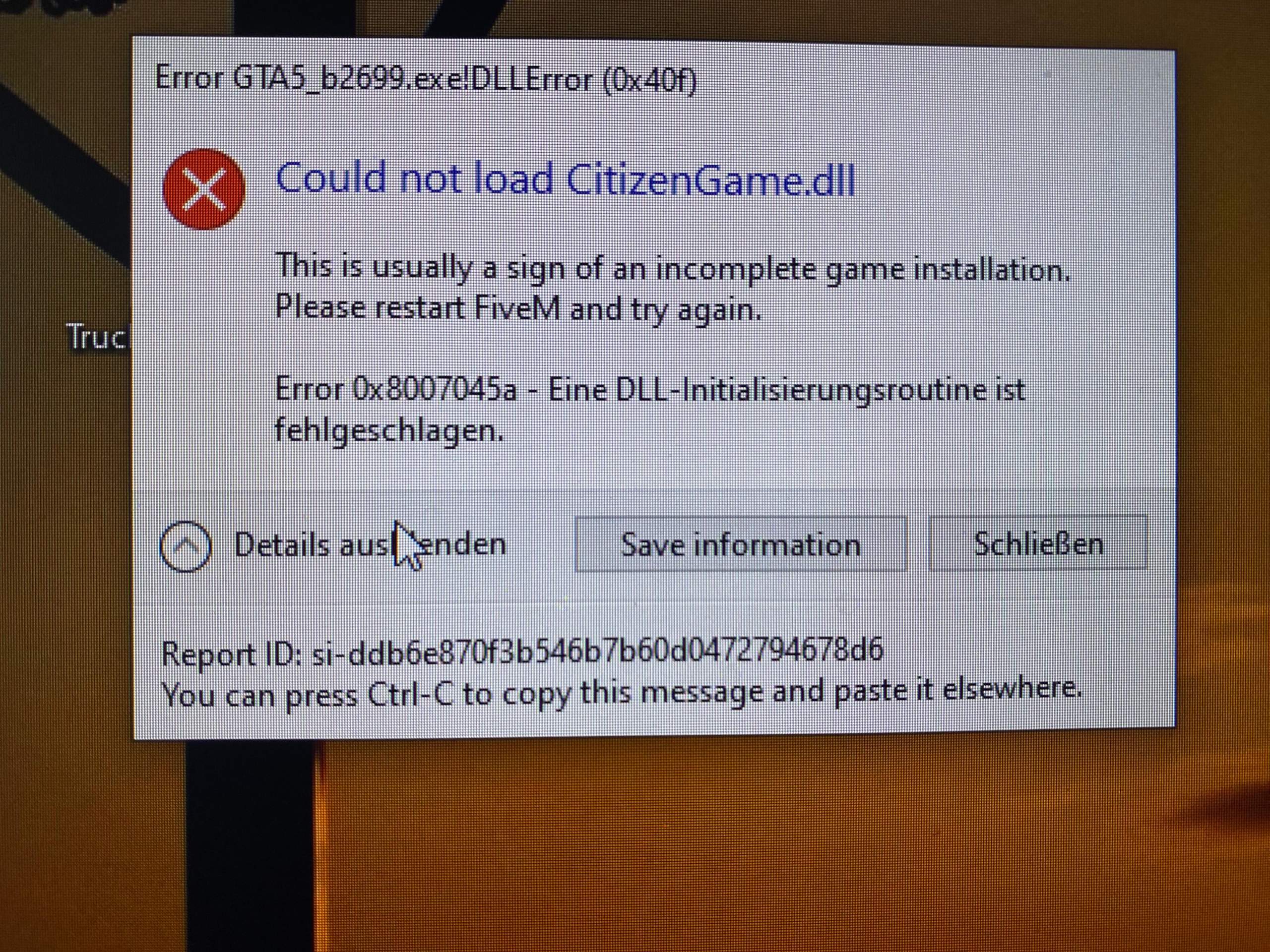 Fehlermeldung beim starten von FiveM? (PC, Steam, Server) Fehlermeldung beim starten von FiveM? (PC, Steam, Server)