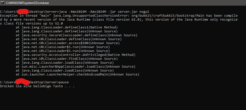 Fehlermeldung Minecraft Server? (PC, Fehler, Java)
