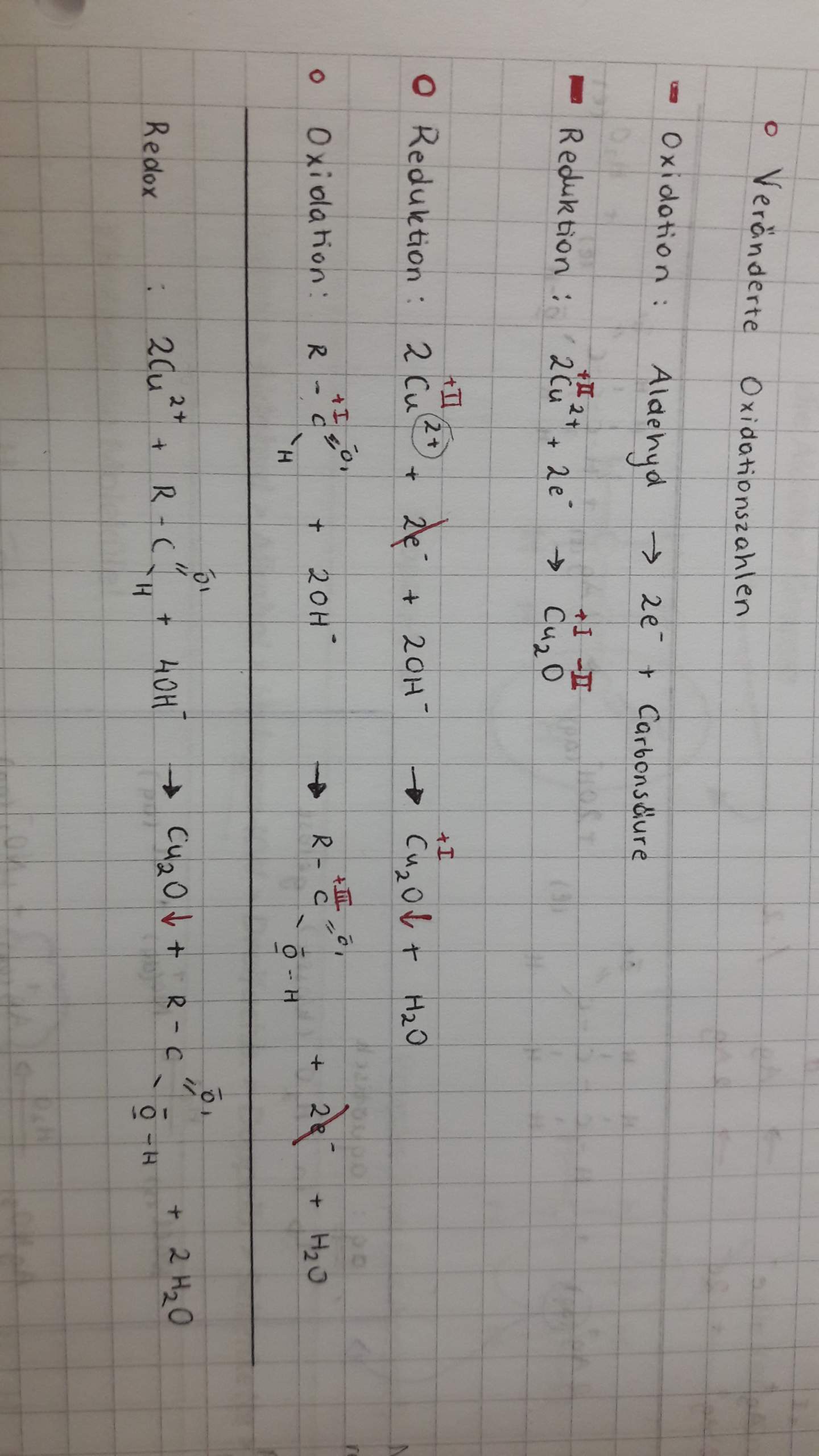 Fehling-Probe Reaktionsgleichung? (Schule, Chemie, organische Chemie)