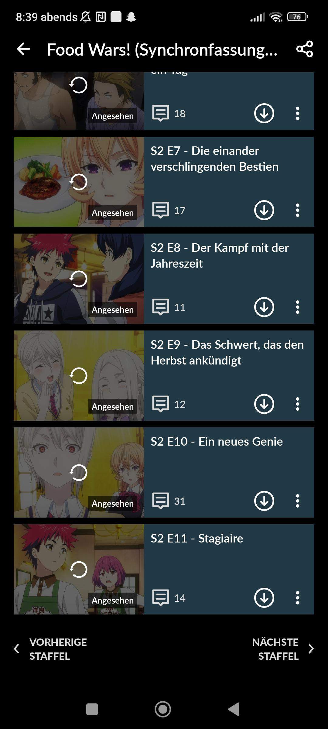 Food Wars synchronisierte Folgen? (Anime, Serie, Crunchyroll)