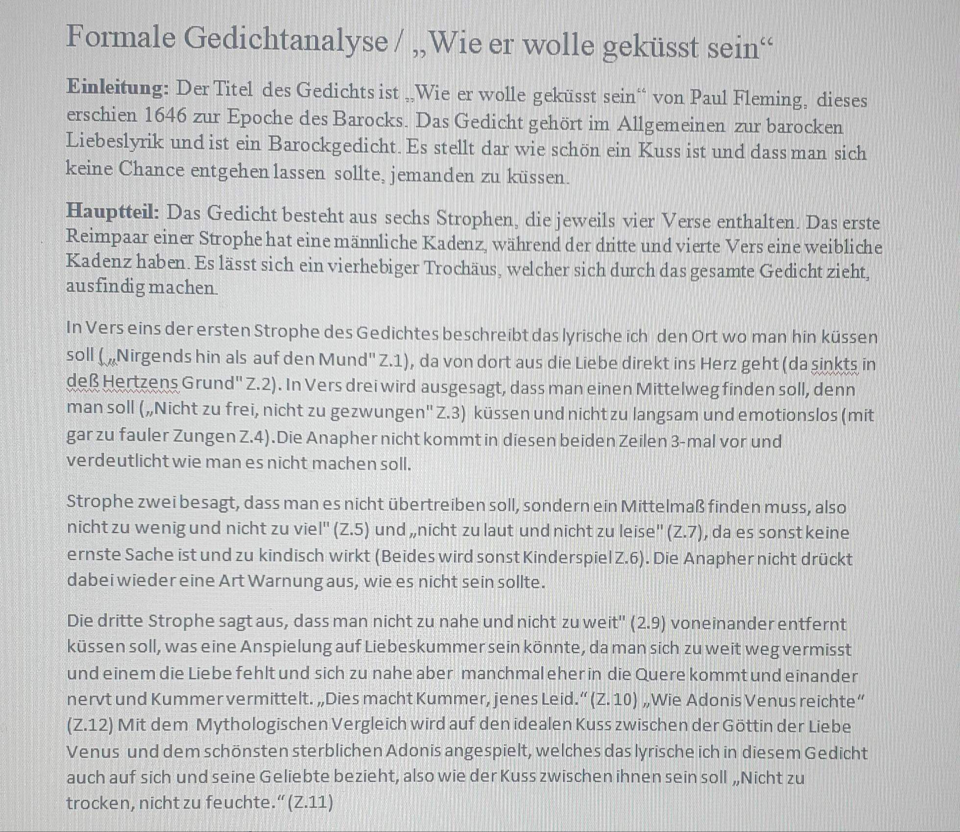 Formale Gedichtsanalyse, wie? (Deutsch, Abitur, Analyse)