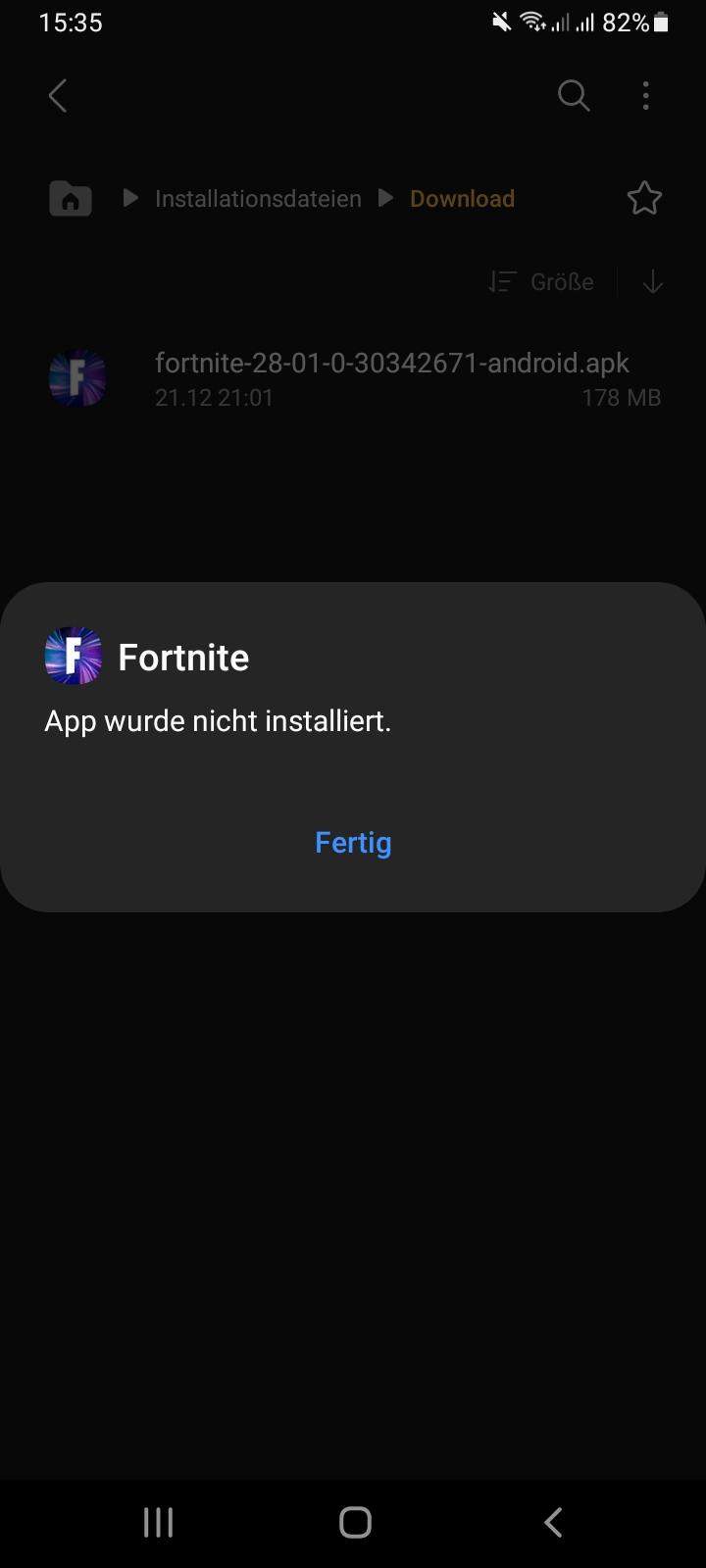 Fortnite APK konnte nicht installiert werden? (Samsung, Installiert nicht)