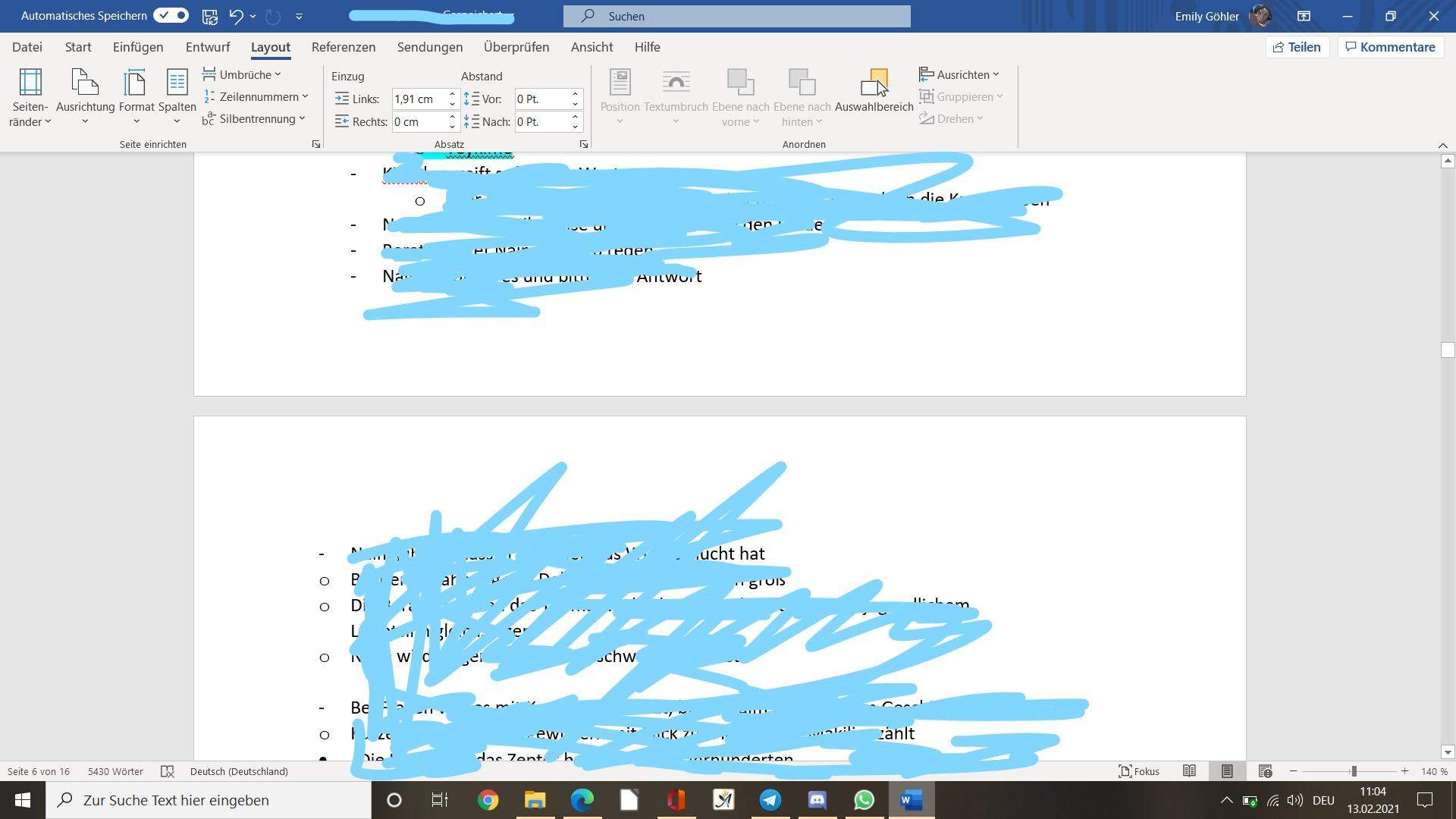 Frage zu Microsoft Word, Stichpunkten und Seiten? (Computer ...