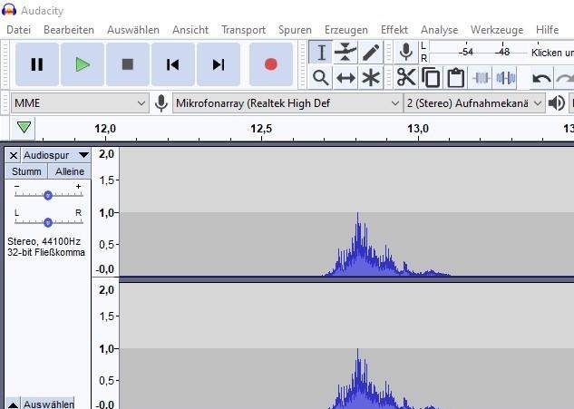 Für was stehen x/y-Achse bei Audacity? (Musik, Ton, Lautstärke)