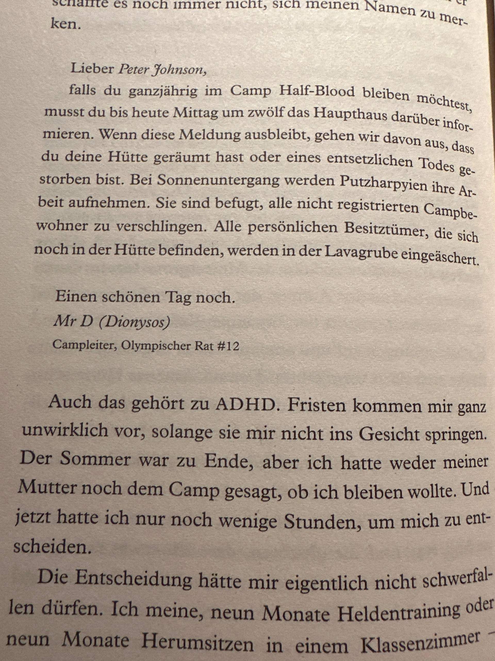 Für was steht die Abkürzung (ADHD) in dem Buch Percy Jackson - Diebe im ...