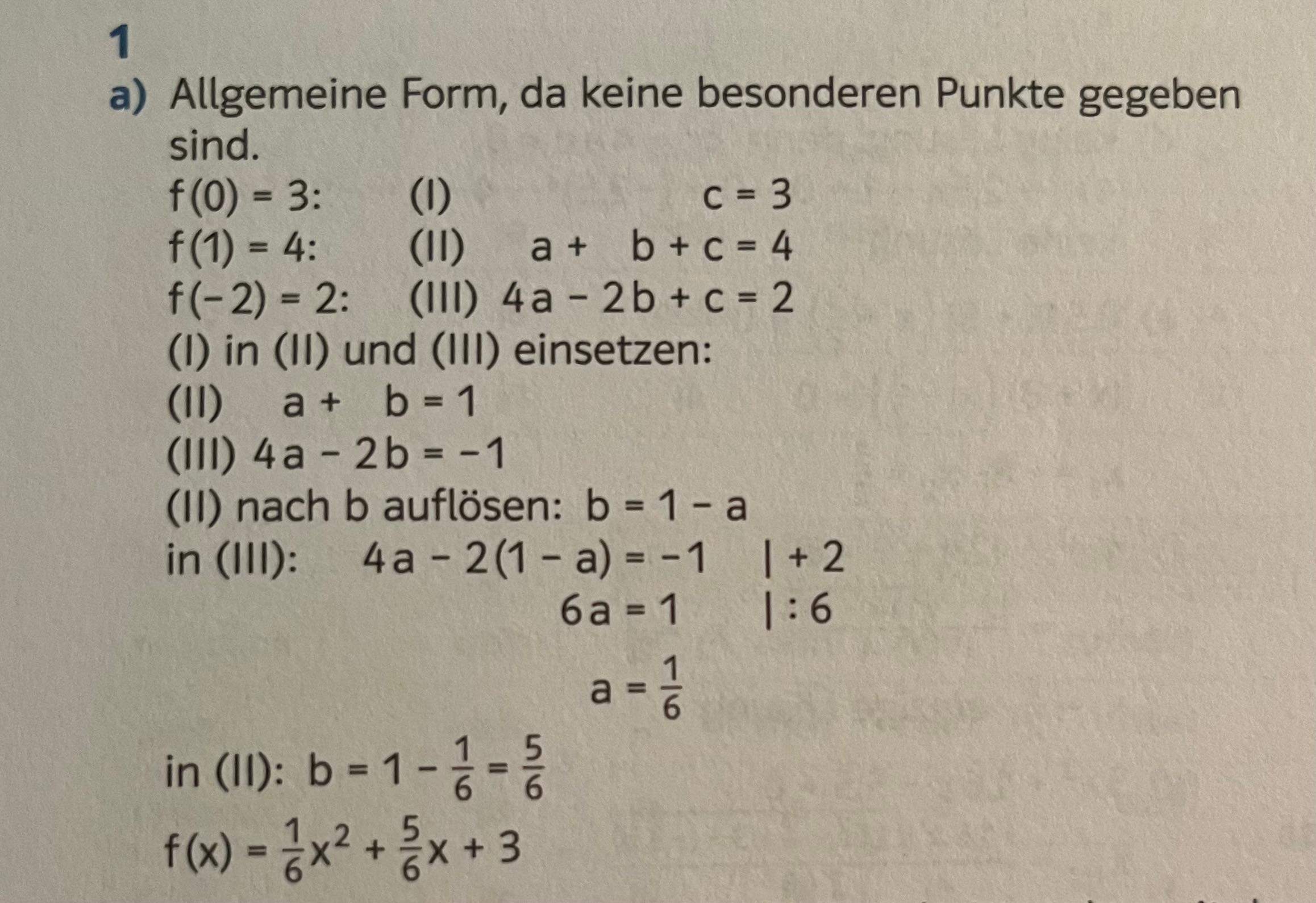 Funktionsterm der Parabel, die durch die gegebenen Punkte geht ...