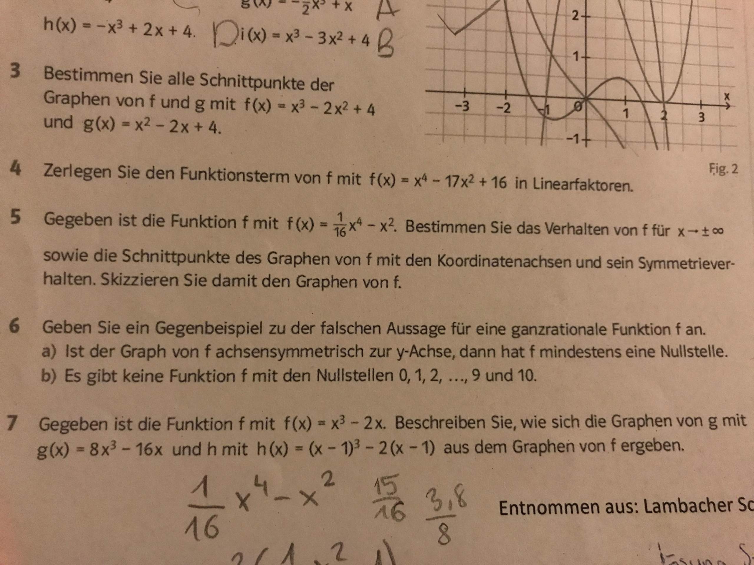 Geht der Graphen von g(x) auf diese Weise aus dem Graphen von f(x) aus ...