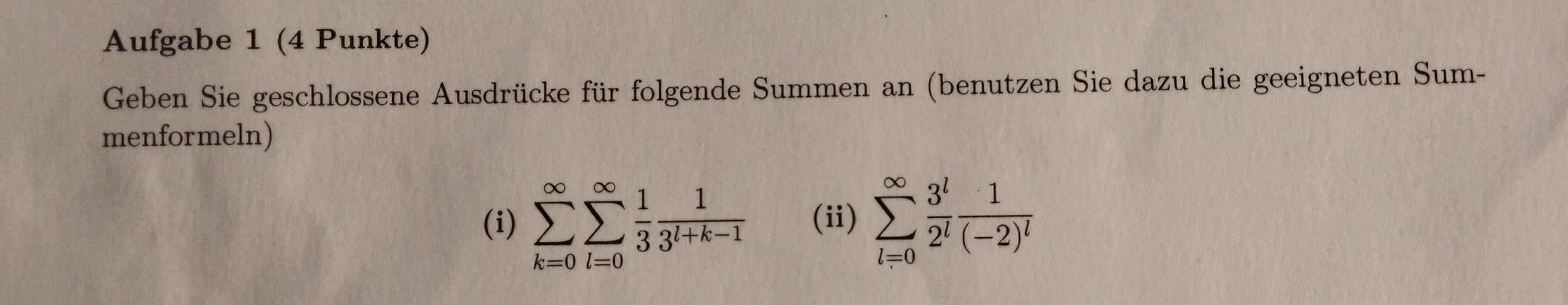 Geschlossenen Ausdruck für Summen eingeben , mit geeigneten ...