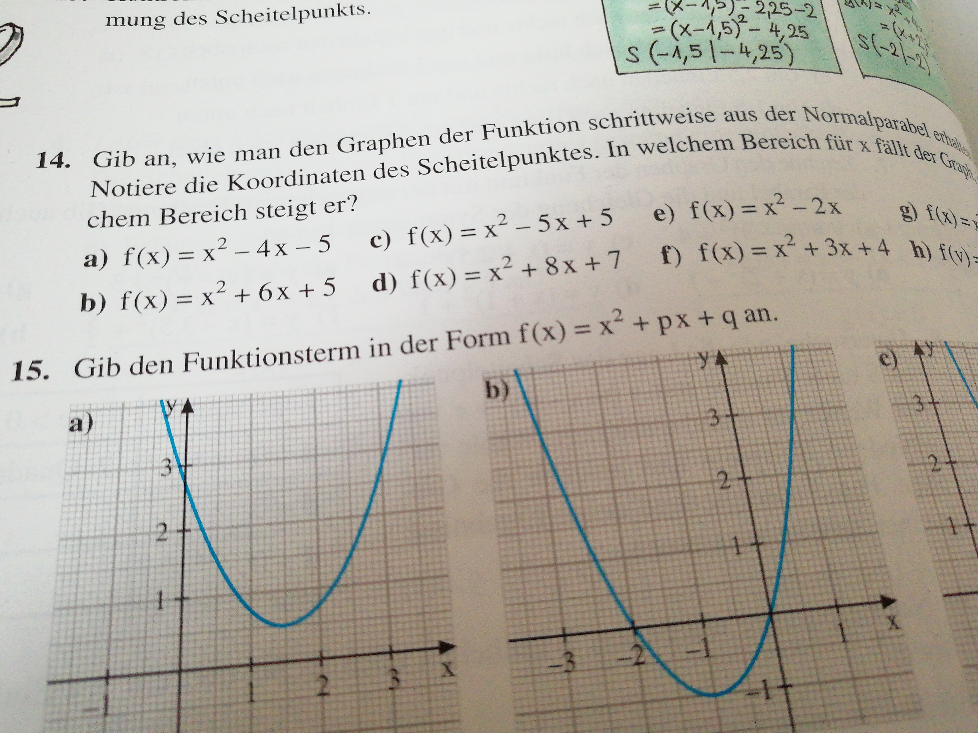 Gib an, wie man den Graphen der Funktion schrittweise aus der ...