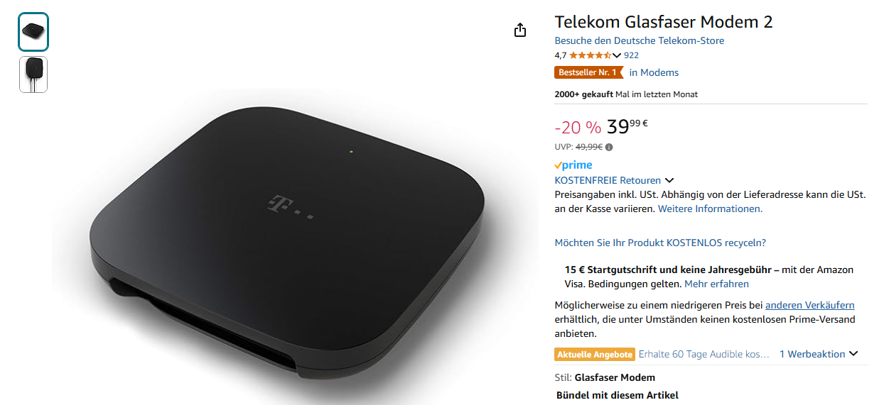 Gibt es Glasfaser Modems, welche keine (WLAN) Router sind? (Internet ...