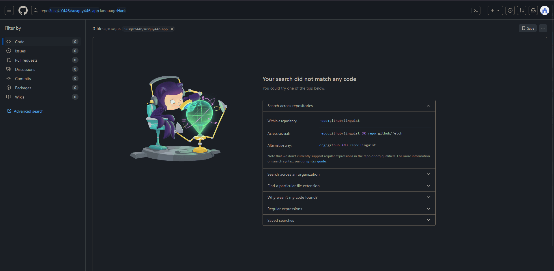 github falsche sprache? (Webseite, HTML, Code)