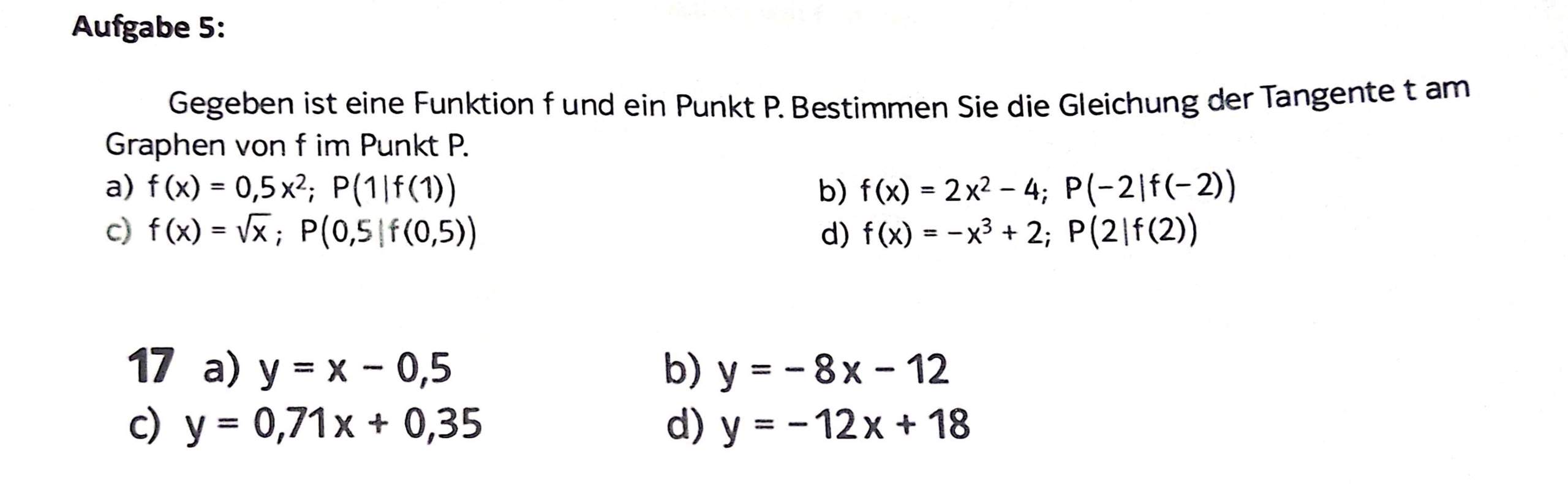 Gleichung einer Tangente in einem Punkt? (Schule, rechnen, Funktion)