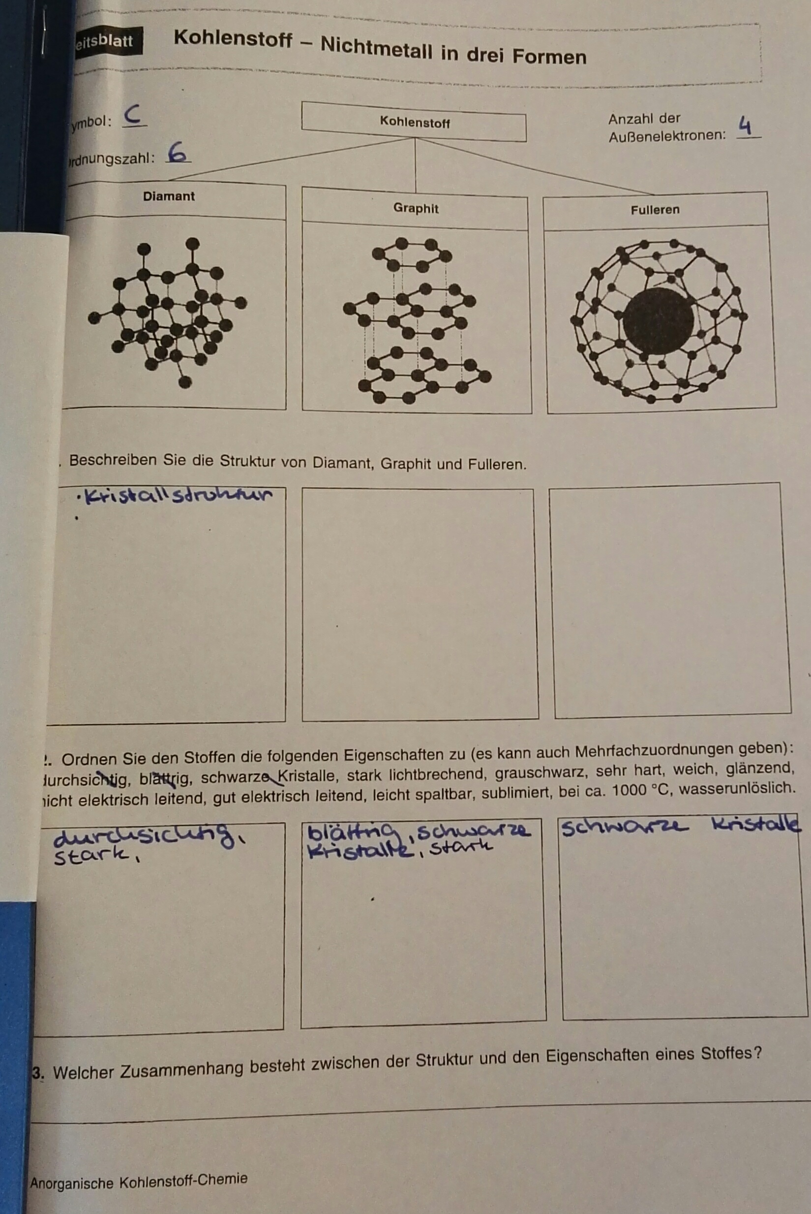 Graphit,Diamant und Fulleren? (Schule, Chemie)