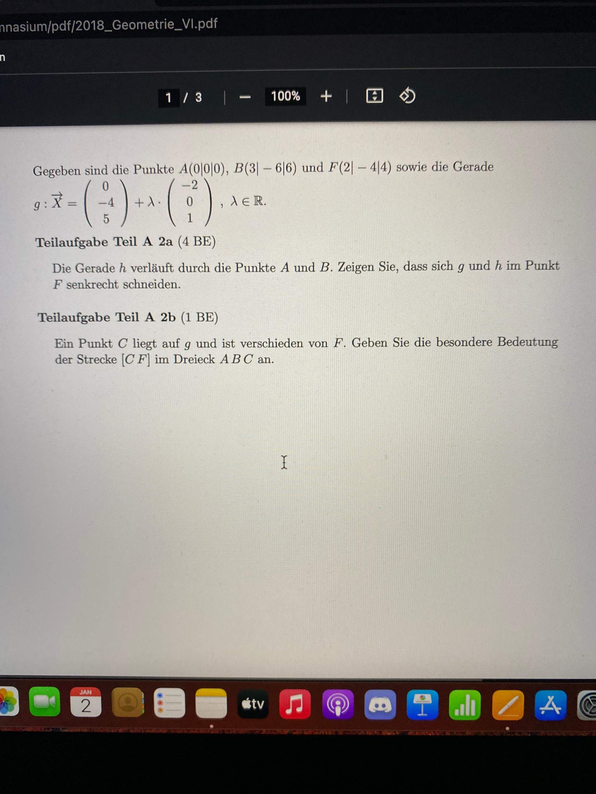 Habe ich die Aufgabe 2a und 2b richtig? (Schule, Mathematik, Abitur)