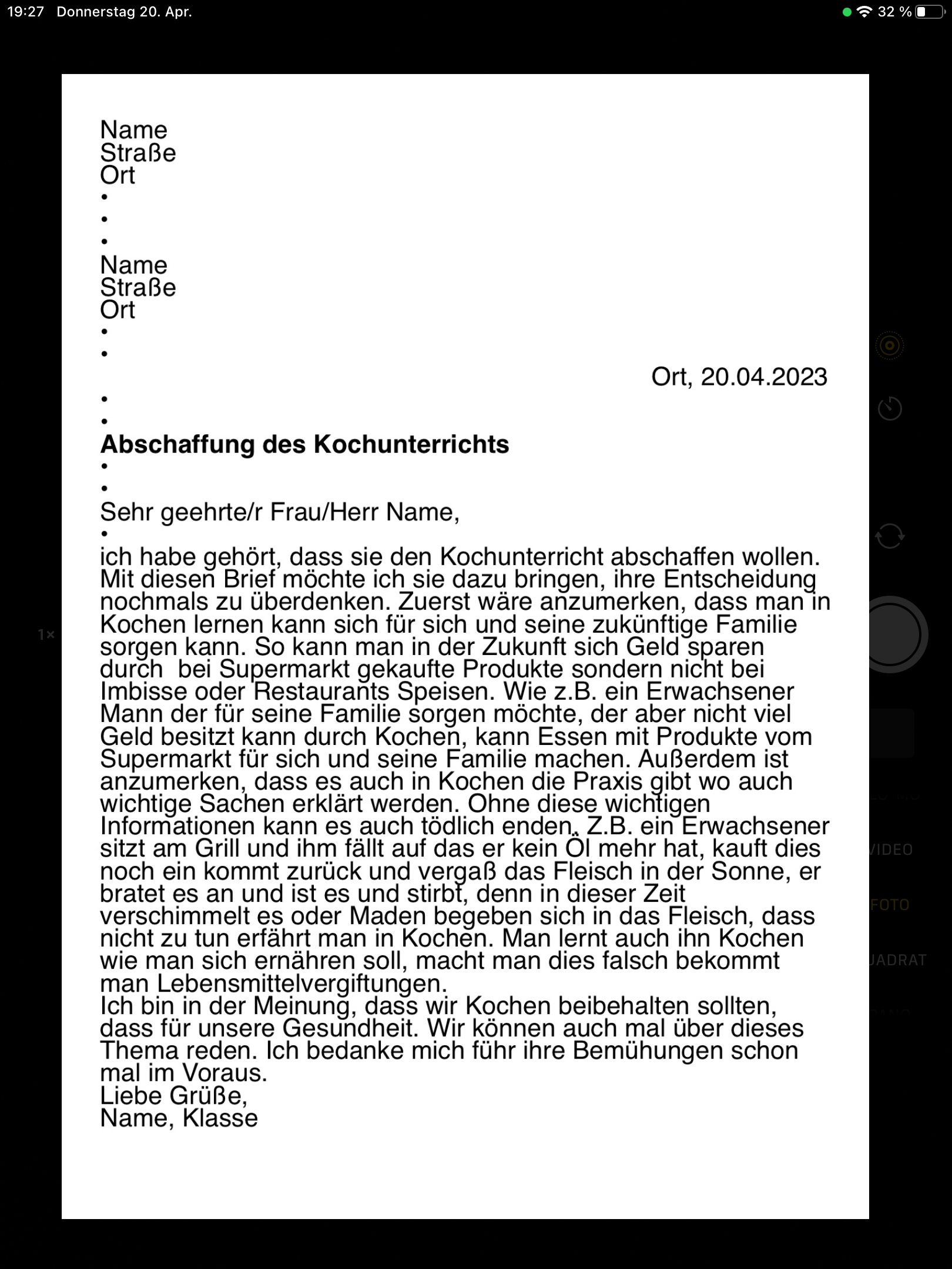 Habe ich gut argumentiert in einem Brief? (Deutsch, Schulaufgabe ...