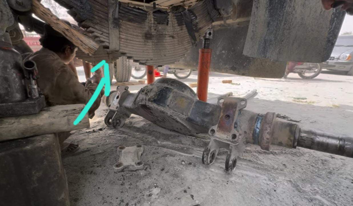 Hallo, was sind diese platten Dinger unter dem LKW? (Technik, Auto ...