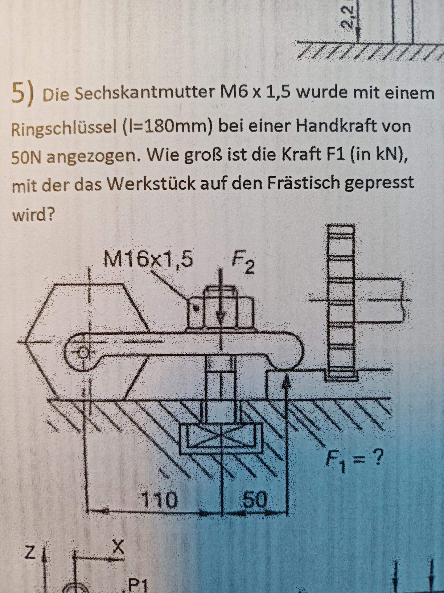 Handkraft F1 berechnen? (Technik, Mathematik, Physik)