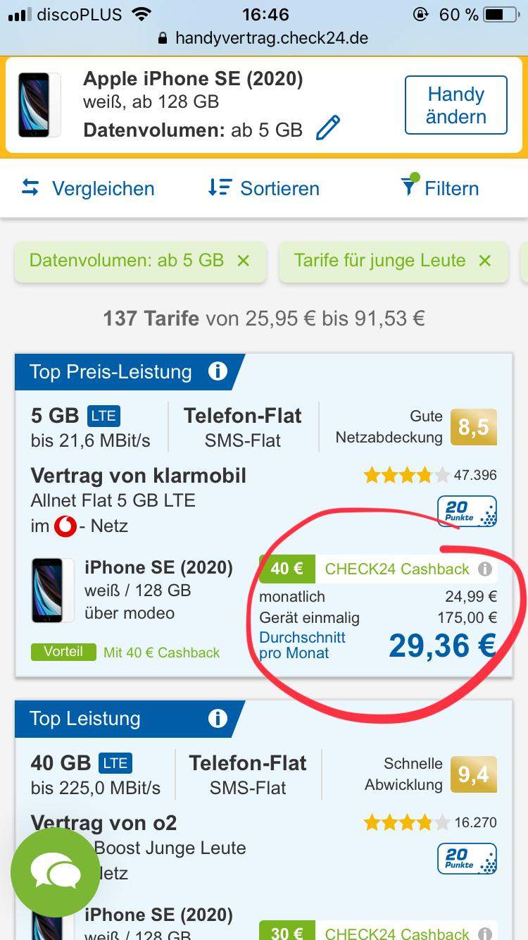 Handyvertag über Check24? (Handy, Smartphone, Kosten)