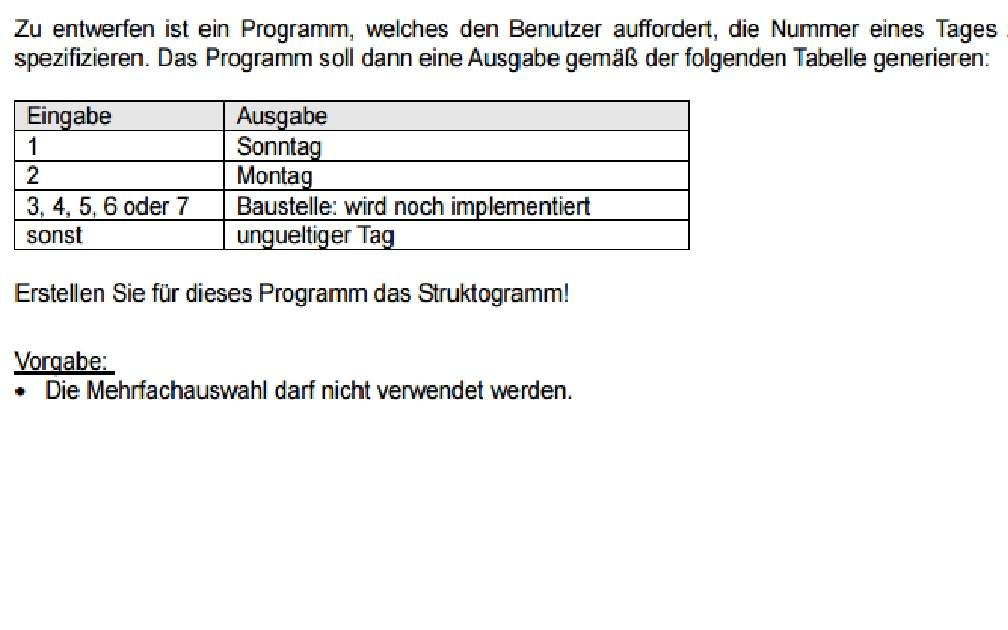 Hat jemand eine Ahnung wie man dieses Struktogramm aufbauen könnte? (Schule, Programm ...