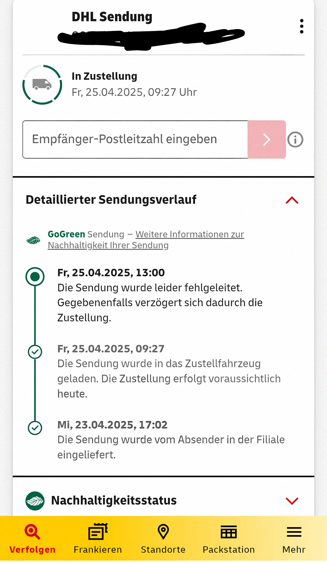 Hattet ihr schon mal diesen DHL Sendungsstatus? (Deutschland, Post ...