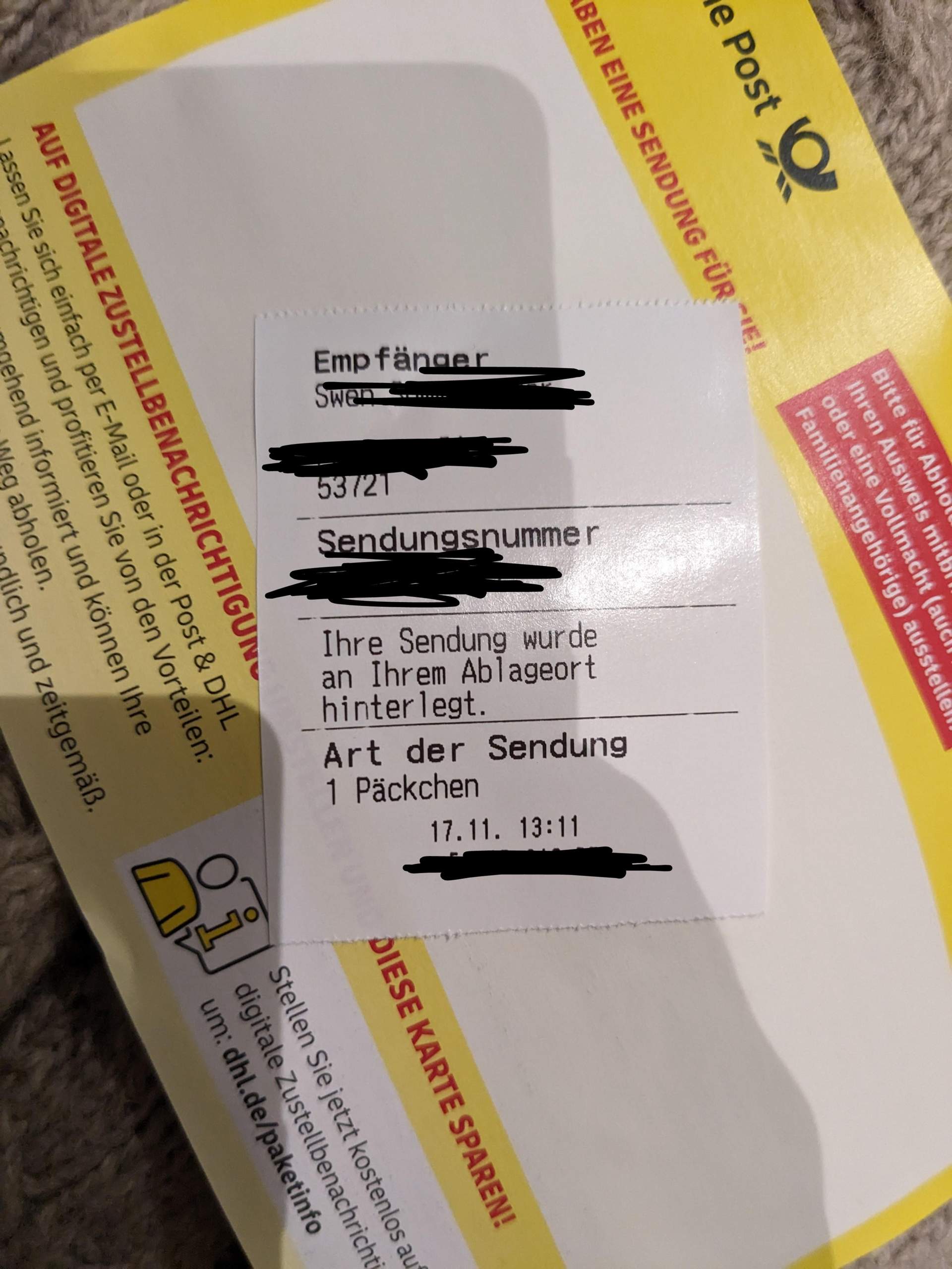 Postjemand Der Etwas Hinterlegt
