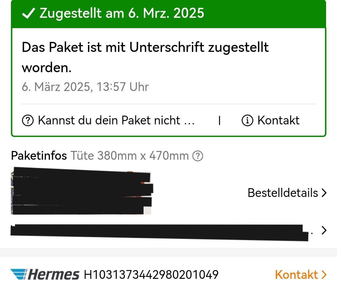 Hermes! Packet Entgegennahme gegen Unterschrift nie stattgefunden ...