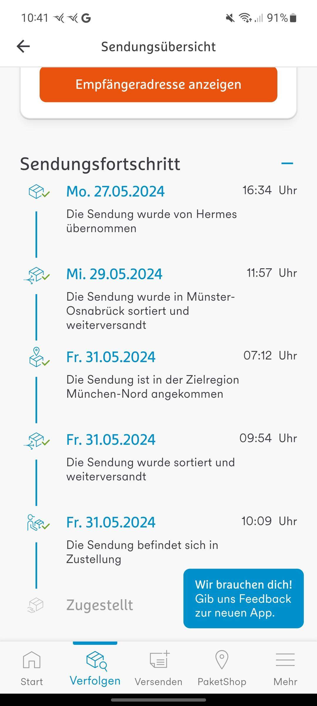 Hermes Paket Zustellung? (Versand, Lieferung, Sendung)