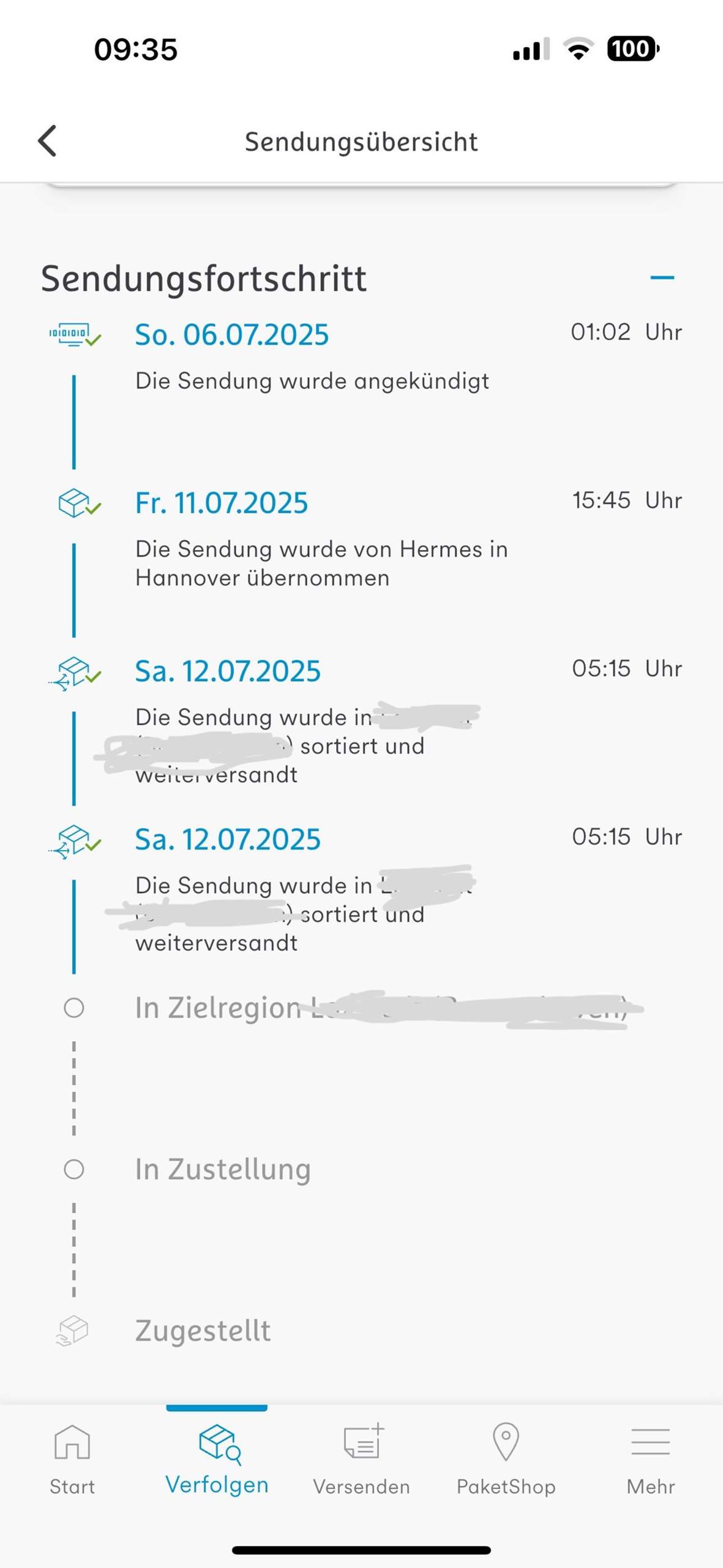 Hermes Status? (Versand, Paket, Zustellung)