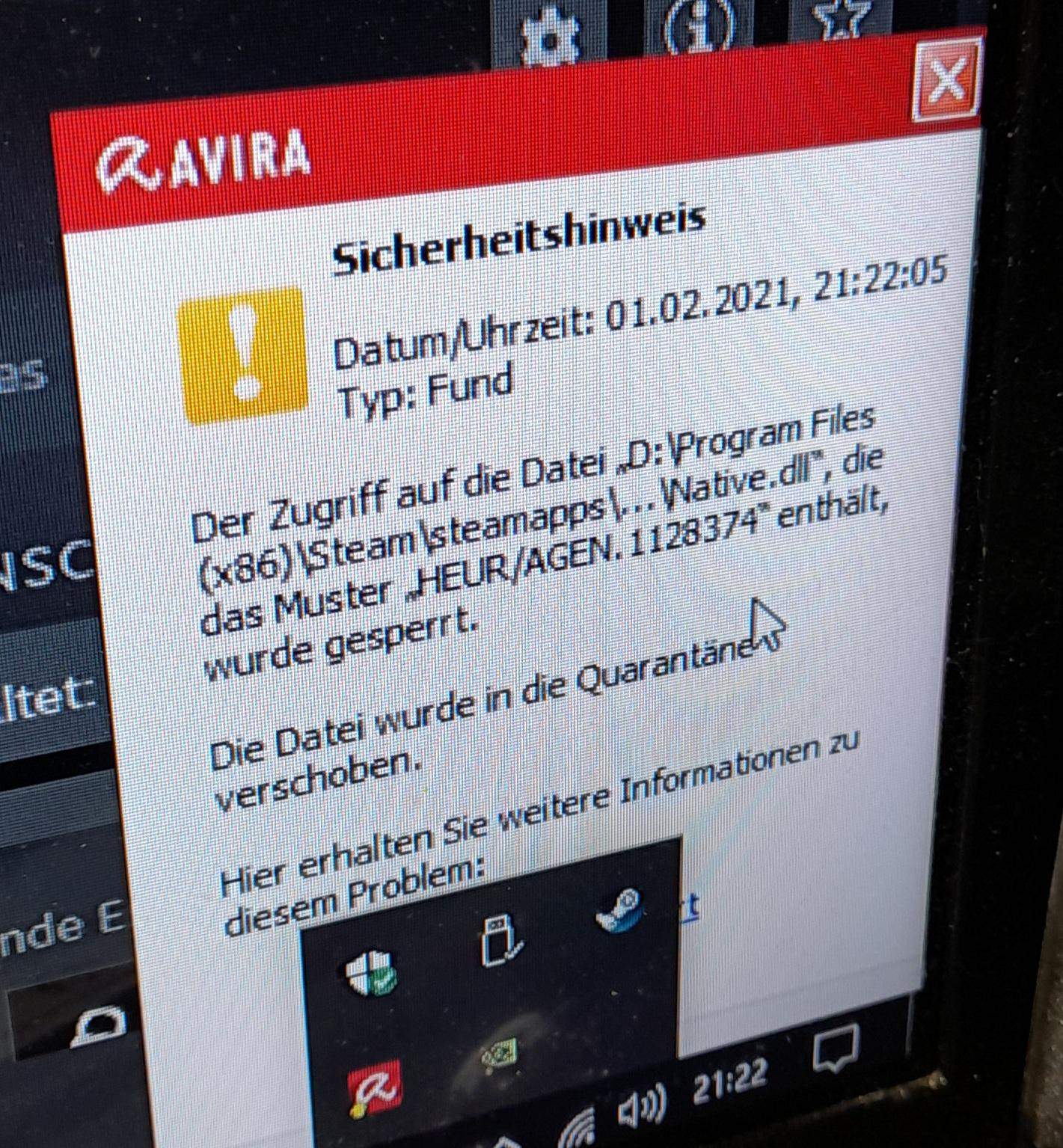 HEUR/AGEN.1128374 (Steam/Virus)? (Computer, Technik, PC)