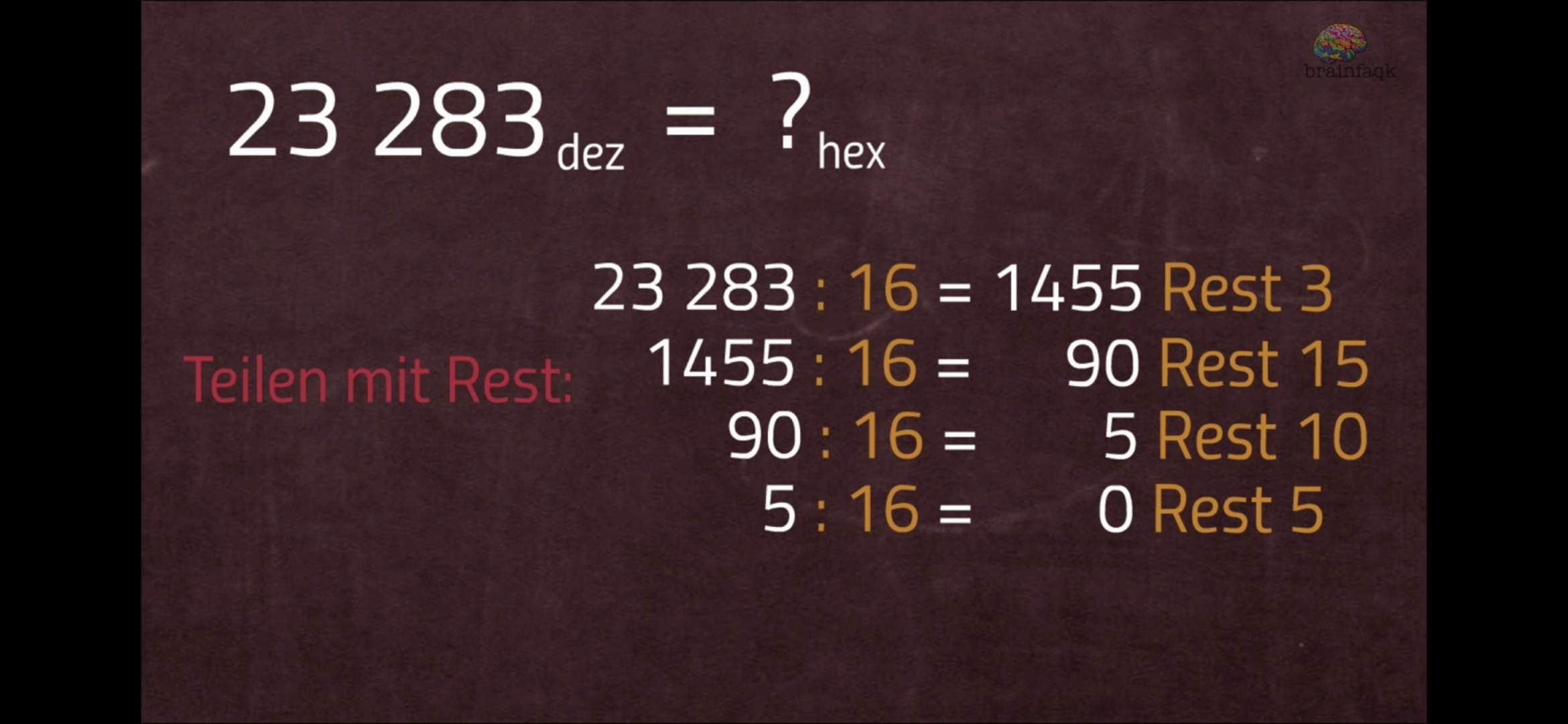 Hexadezimal mit Rest? (Computer, Mathematik, Informatik)