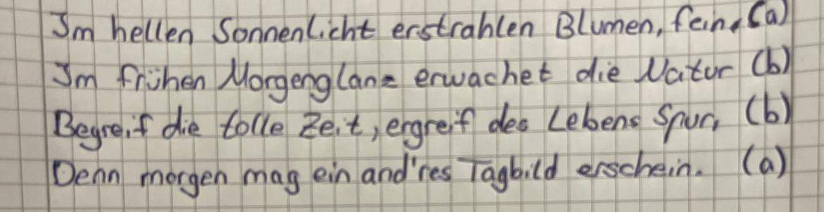 Hey, könnte eventuell jemand meine selbst verfasste Strophe für ein ...