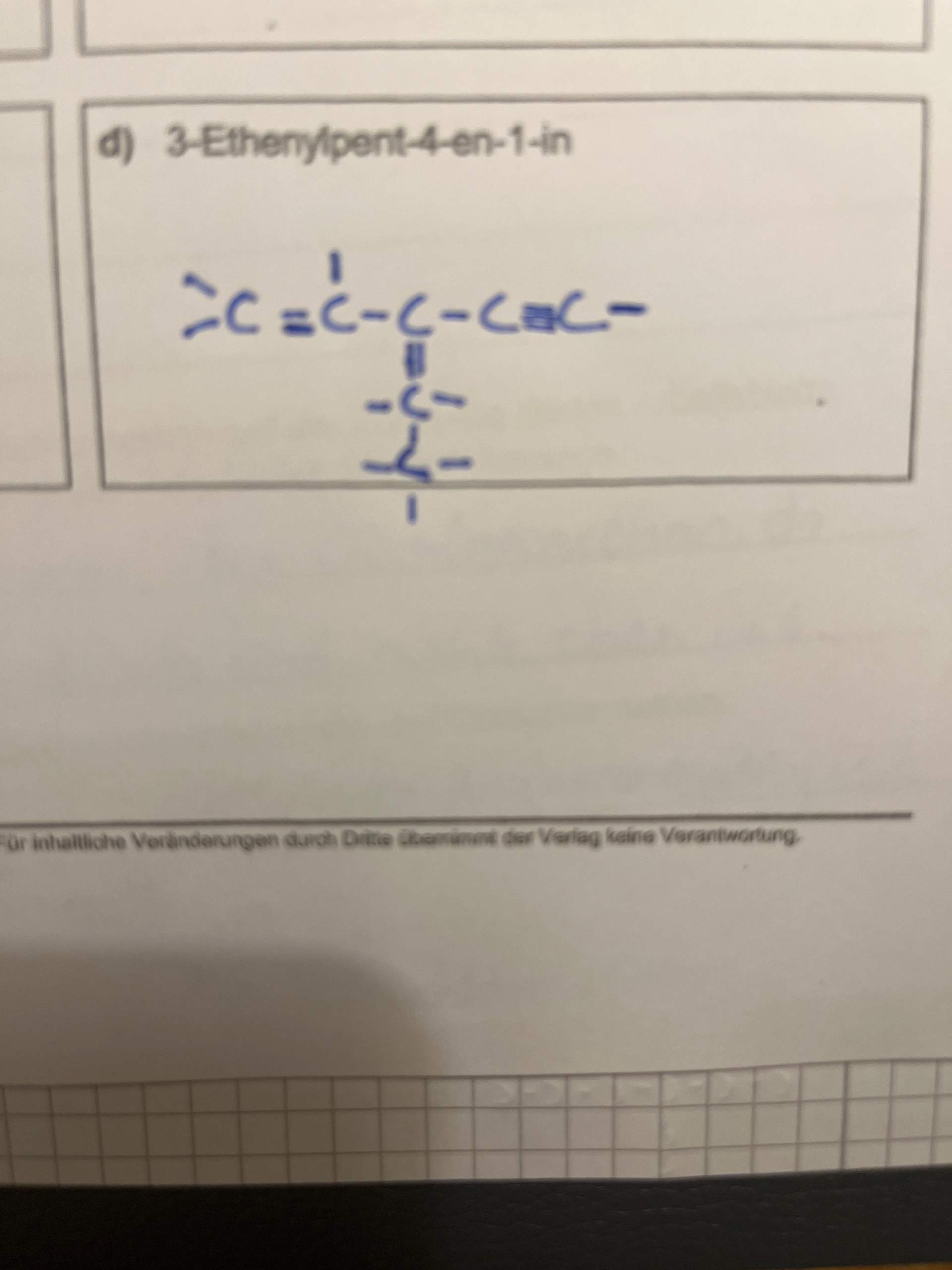 Hey, stimmt die folgende Strukturformel zu den Alkenen und Alkinen ...