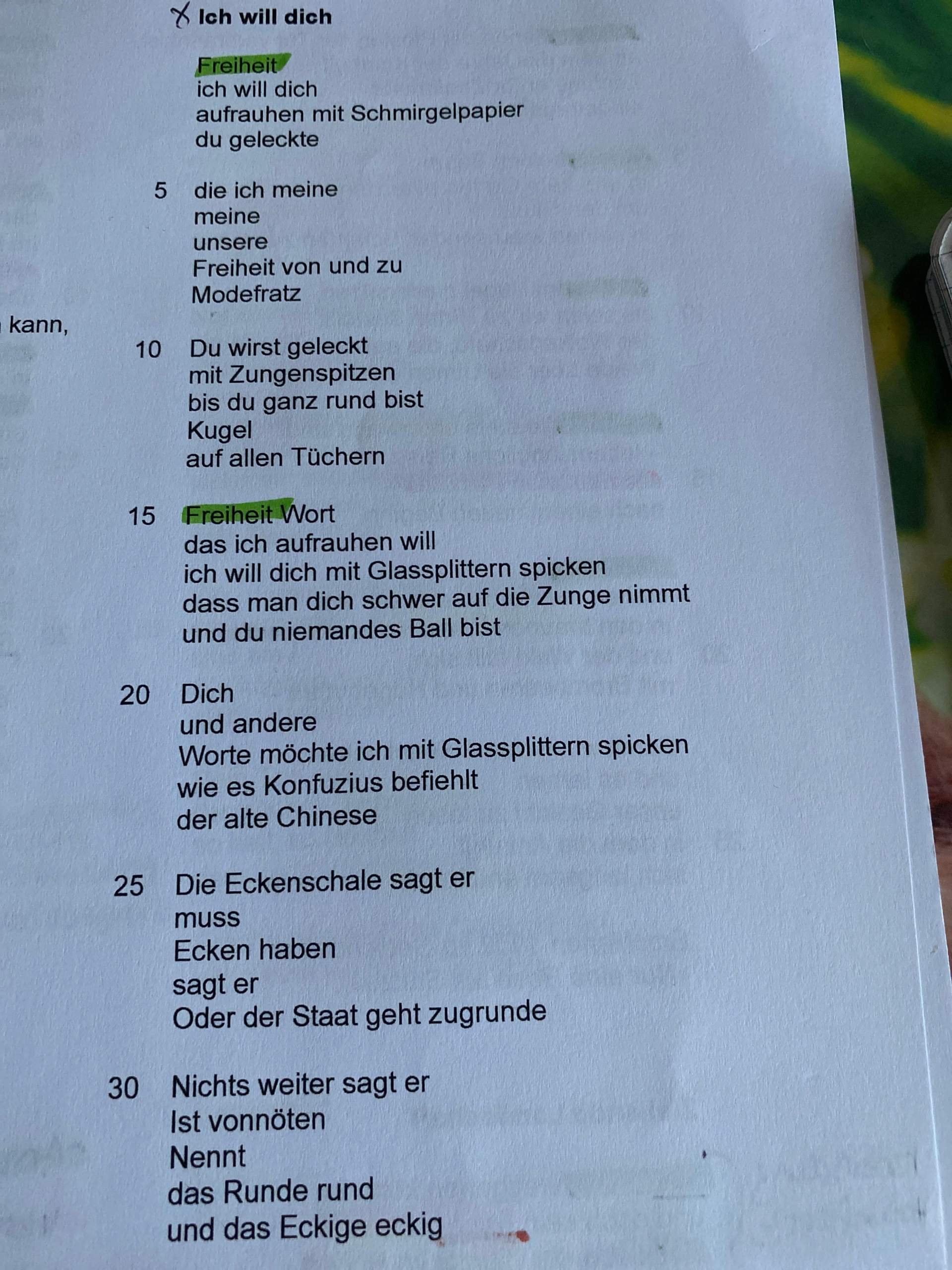 Hilde Domin "ich will dich"? (Analyse, Lyrik, Gedichtanalyse)