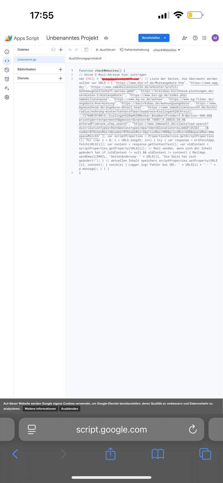Hilfe bei Google Apps Script (JavaScripts) – E-Mail-Adresse bleibt rot und keine ...