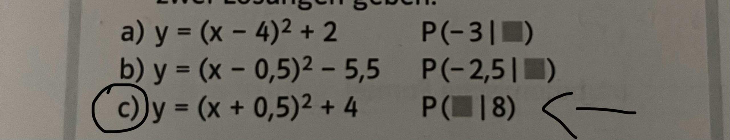 Hilfe bei Punkt P Scheitelform? (Mathematik, rechnen, Funktion)