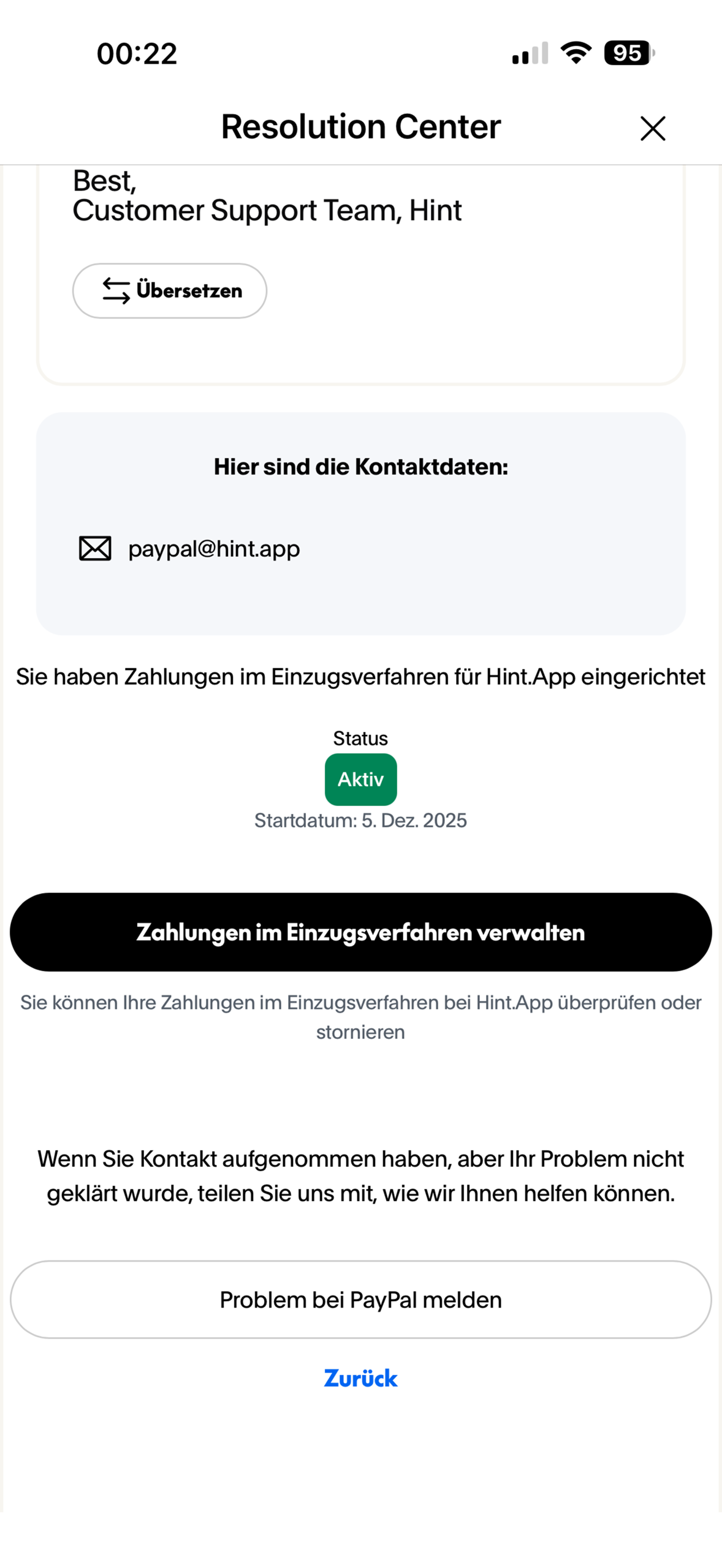 Hint App Verbrecher? (PayPal, Käuferschutz, Astrologie)