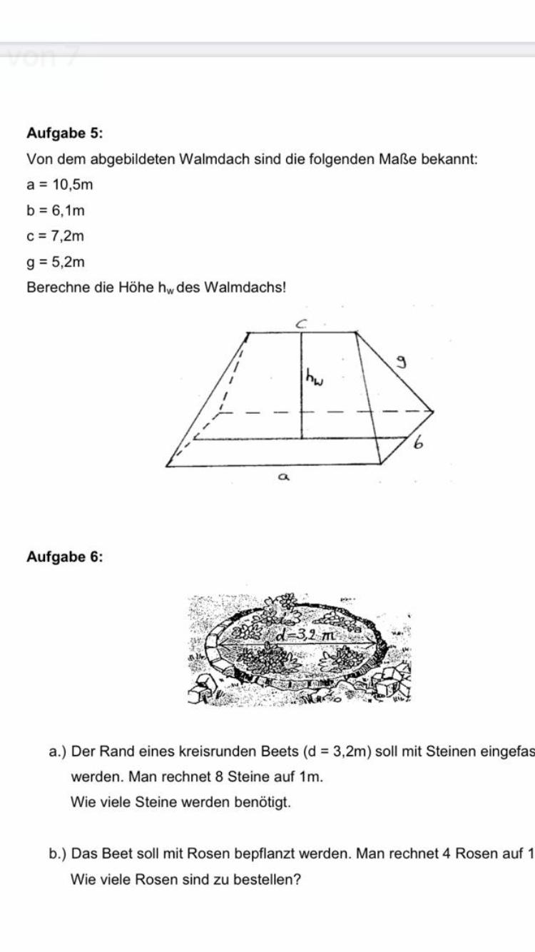 Höhe Walmdach berechnen? (Schule, Mathematik, Geometrie)