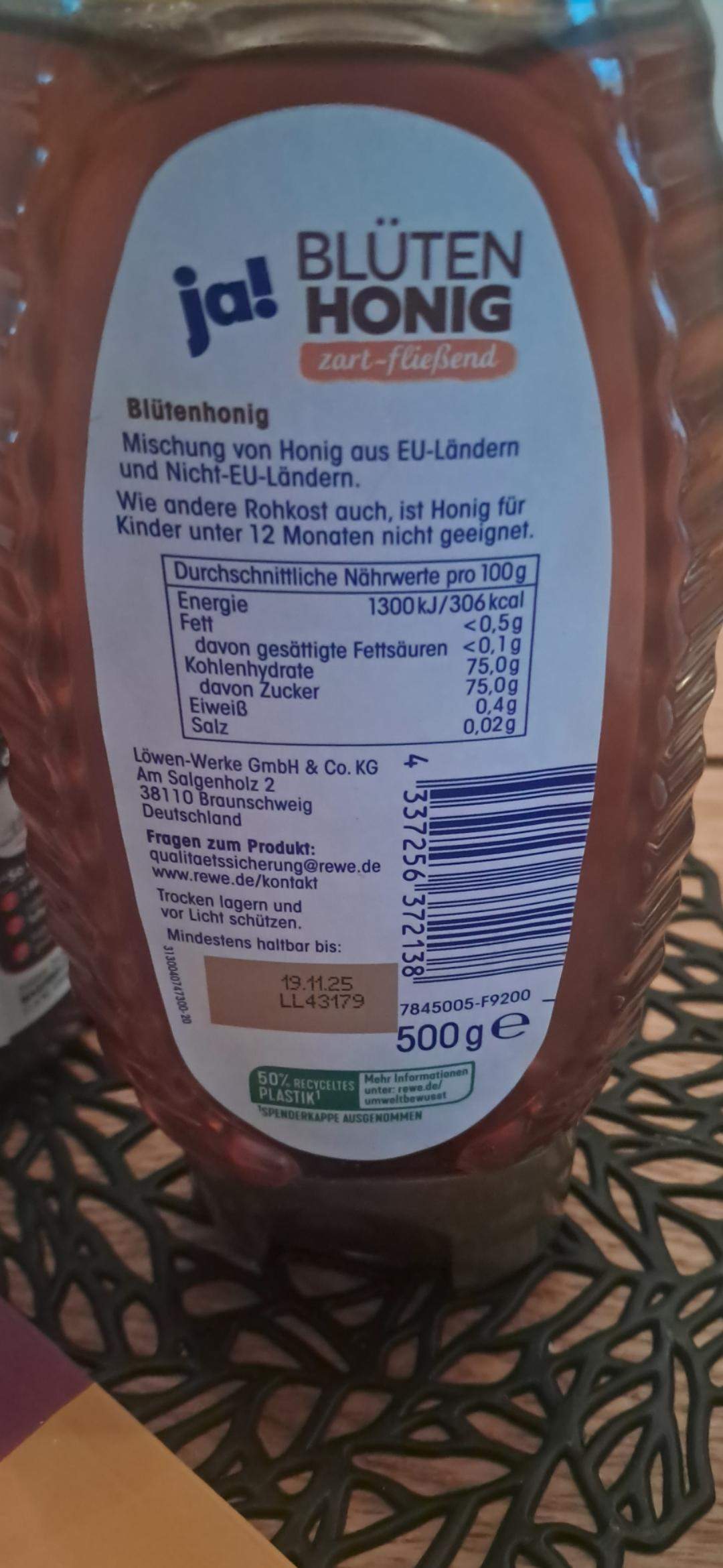 1 El Honig Kalorien